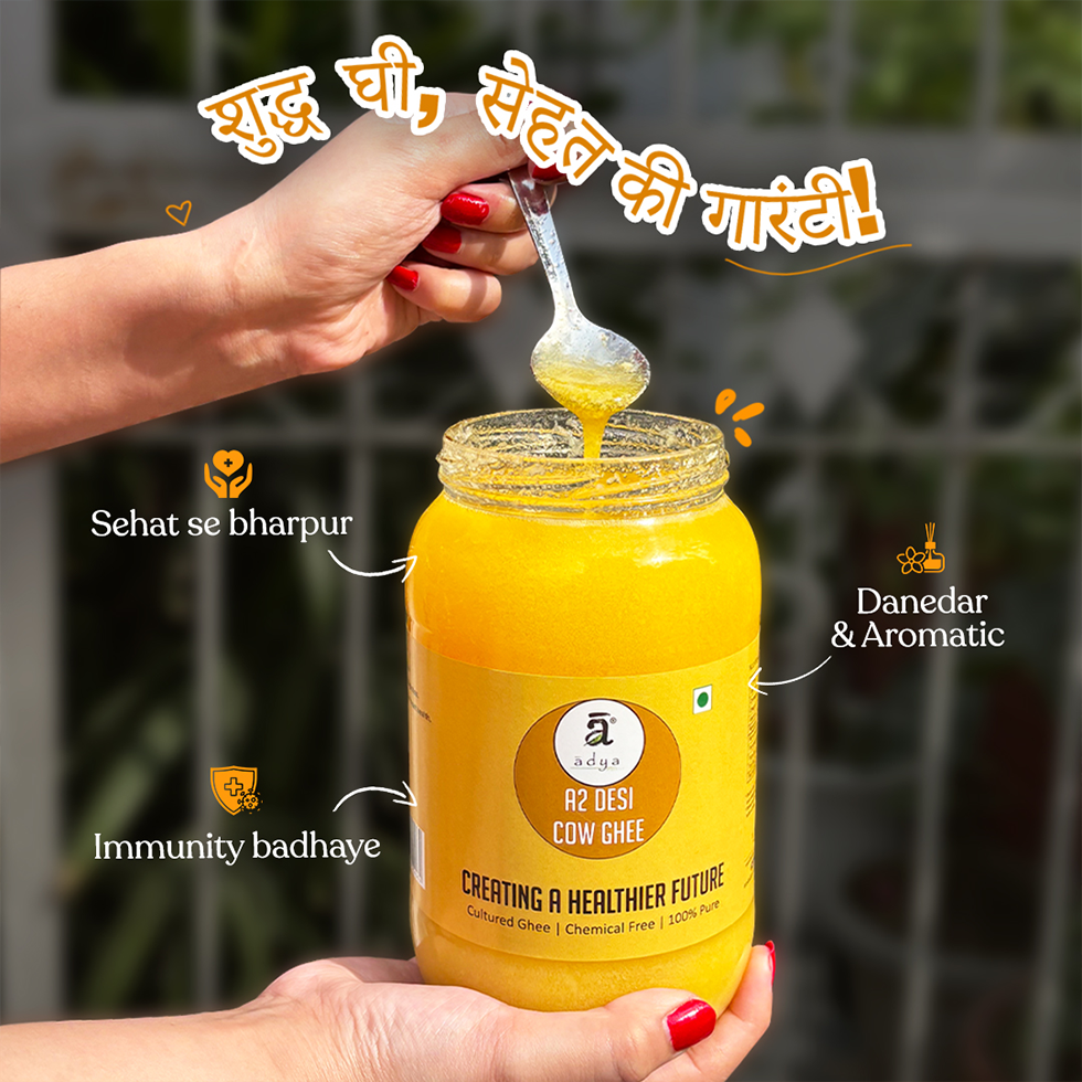 A2 Desi Cow Ghee for Cooking and Health – Adya Organics Official